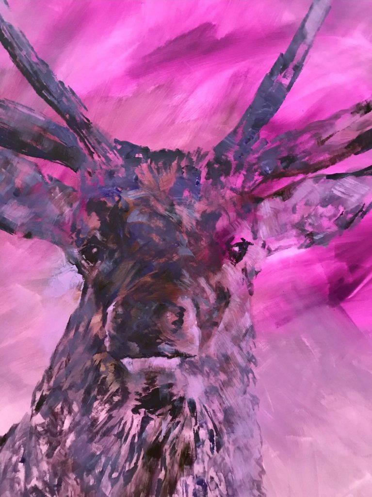 Hirsch pink (Detail) | 2018 | Acryl | 100x130cm – Daniela Friederike Lüers